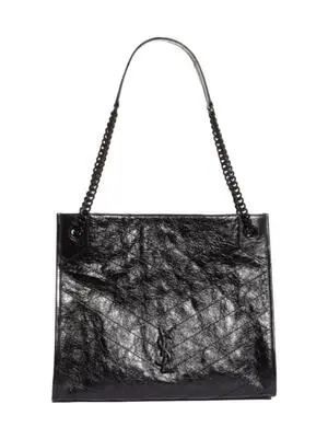 Saint Laurent Niki Logo Plaque Shoulder Bag - Black