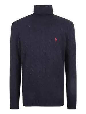 Polo Ralph Lauren Embroidered High-neck Knit Jumper - Black