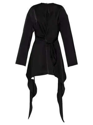 Attico Asymmetric Cut-out Twist Satin Mini Dress - Black