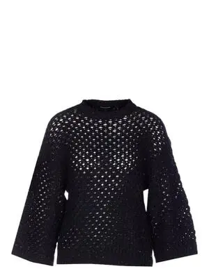 Fabiana Filippi Open Knit Crewneck Jumper - Black