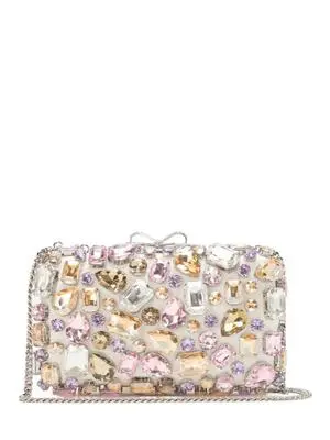 SELF-PORTRAIT Embellished Clutch Bag With Crystal Bow - Multi-color