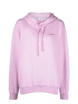 Off-White Diagonal Stripe Hooded Sweatshirt - Pink