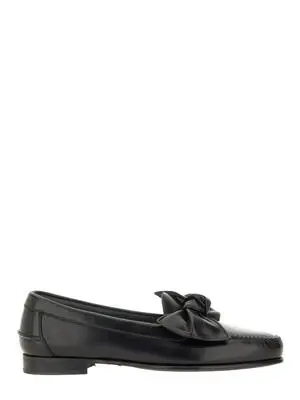 Hereu Bow Detail Slip-on Loafers - Black