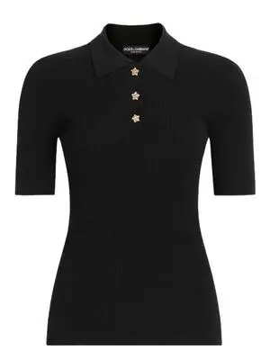 DOLCE & GABBANA Dolce & Gabbana Ribbed Polo Sweater With Short Sleeves
