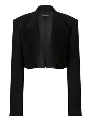 Dolce & Gabbana Cropped Tuxedo Jacket With Pointed Collar - Black