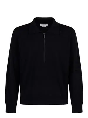Thom Browne Zip Collar Knitted Sweater - Navy Blue