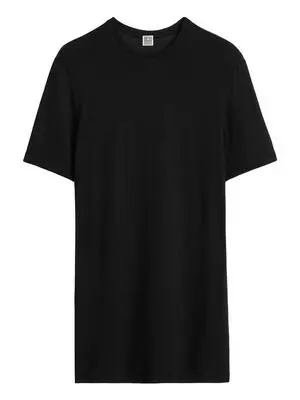 TOTEME Round Neck Short Sleeve T-shirt - Black