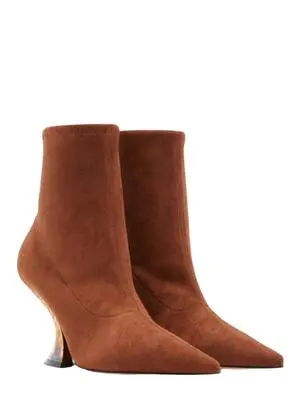 Casadei Elodie Sculptural Heel Pointed Toe Boots - Brown