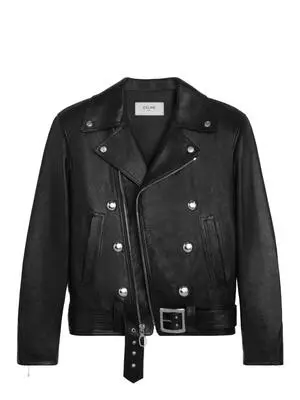 Celine Biker Jacket With Cabochons In Calfskin Leather - Black