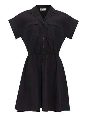 Tory Burch Belted Cotton Shirtdress - Black