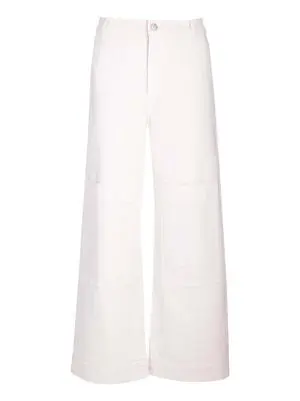 P.a.r.o.s.h High-waisted Wide-leg Trousers With Multiple Pockets - White