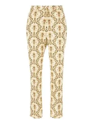 Etro Floral Brocade Straight Leg Cropped Trousers - Nude
