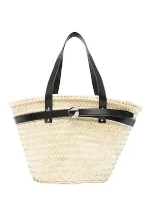 Coperni Logo-plaque Top Handle Bucket Bag - Light Beige