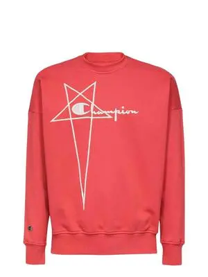 Rick Owens Rick Owens X Champion Logo Embroidered Crewneck Sweatshirt Red