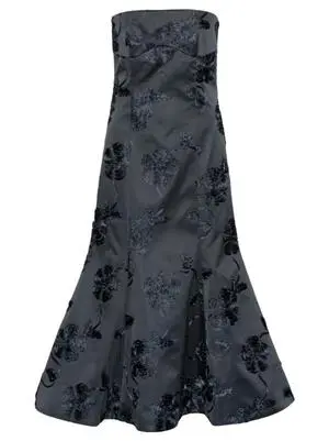 ROTATE BY BIRGER CHRISTENSEN 3d Floral Strapless Midi Dress - Blue