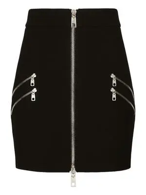 Dolce & Gabbana Wool High-waist Zipped Mini Skirt - Black