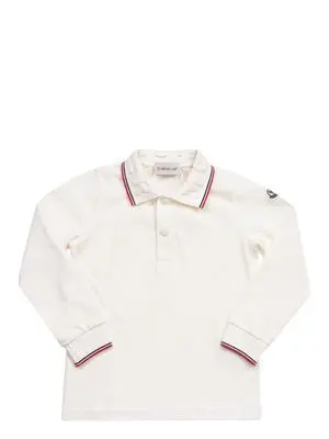 Moncler Long-sleeved Polo Shirt With Button Detail - White
