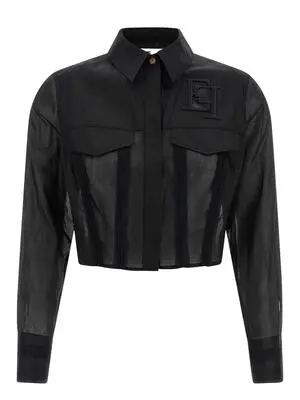 Elisabetta Franchi Cropped Embroidered Shirt - Black