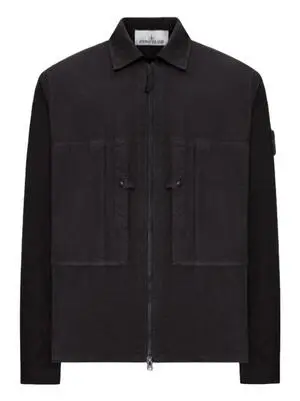 Stone Island Stone Island Zip-Front Badge Shirt Black