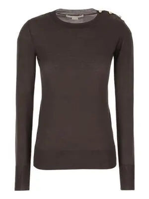 Stella McCartney Long-sleeved Crewneck Jumper With Shoulder Buttons - Black