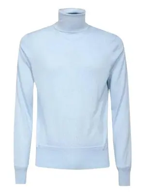 TOM FORD Fine Knit Turtleneck Sweater With Long Sleeves - Blue