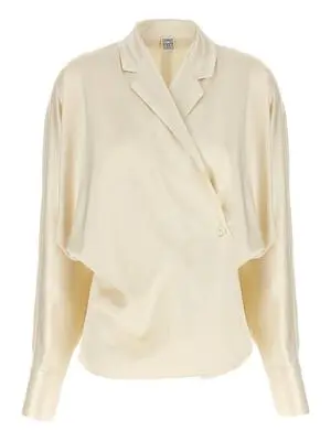 TOTEME Asymmetrical Wrap Shirt - Nude