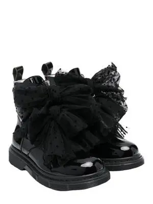 Monnalisa Ruffled Ankle Boots - Black