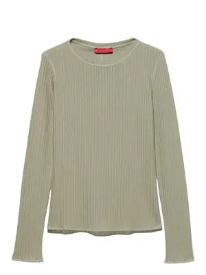 MAXCO. Max&co. Ribbed Knit Long Sleeve T-shirt - Gray