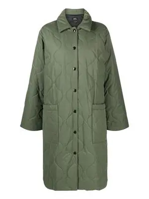 A.p.c. Sarah Quilted Buttoned Coat - Green