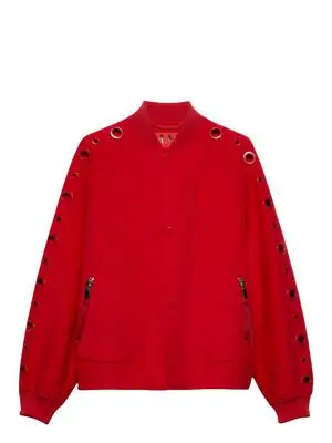 MAXCO. Double-woven Wool Bomber Jacket With Eyelet Detailing - Red