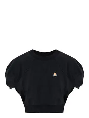 VIVIENNE WESTWOOD Embroidered Logo Cropped Top - Black
