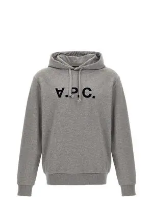 A.p.c. Logo Printed Drawstring Hoodie - Gray