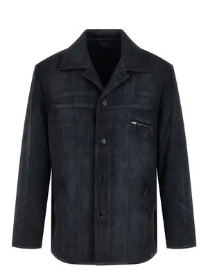 Prada Suede Caban Jacket - Baltic Sea Blue