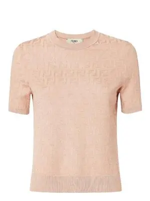 Fendi Micro Ff Ribbed Knit Top - Pink