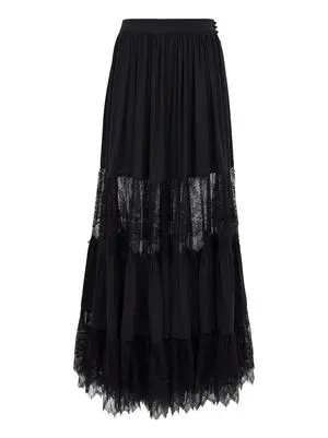 Chloé Tiered Lace-trimmed Maxi Skirt - Black