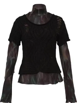 Andersson Bell Layered Mock Neck Sweater Tee - Black