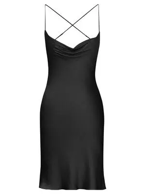 Saint Laurent Backless Cowl Neck Mini Dress - Black