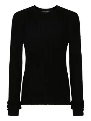 Dolce & Gabbana Ribbed Knit Long Sleeve Jumper - Black