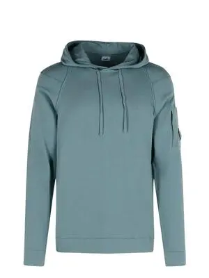 C.P. COMPANY Hooded Sweatshirt With Lens Detail - Light Blue