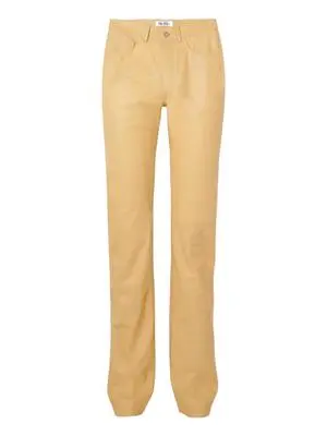 Attico High Waist Leather Straight Leg Pants - Nude