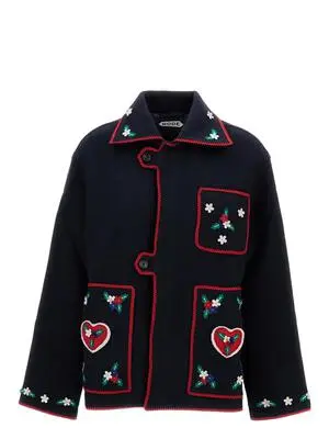 BODE Embroidered Wool Jacket - Blue