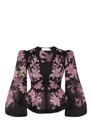 Zimmermann Dawning V-neck Beaded Blouse - Black