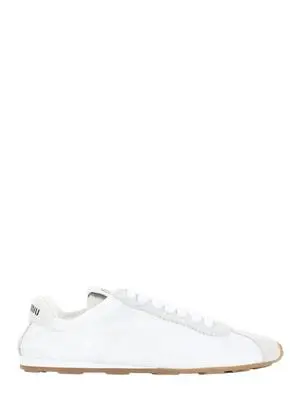Miu Miu Plume Technical Fabric And Suede Sneakers - White