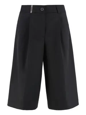 Peserico Pleated Bermuda Shorts - Black
