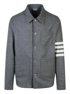 Thom Browne Striped Buttoned Jacket - Grey