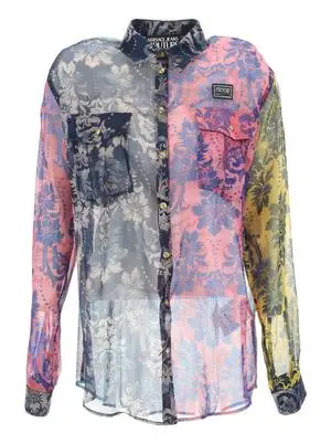 Versace Semi-sheer Panelled Long-sleeve Shirt - Multicolor