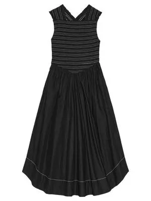 GANNI Washed Stretch Smock Midi Dress - Black