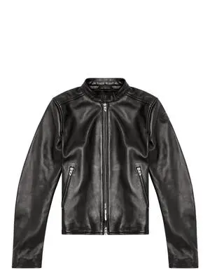 DIESEL® L-ayla Zipped Leather Biker Jacket - Black
