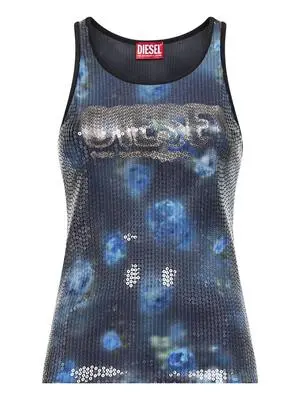 DIESEL® Diesel T-unky Top With All-Over Sequins And Floral Print