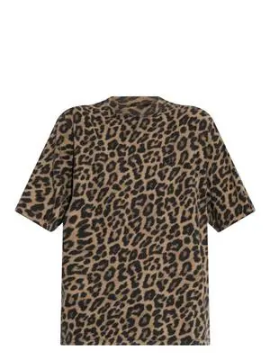 ANINE BING Anine Bing Leopard Print Oversized T-Shirt Black